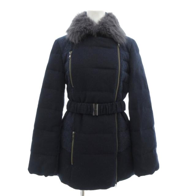 【中古】ポールスミス ブラック Paul Smith BLACK シェットランドツイード ライダースタイプ ダウンジャケット 38