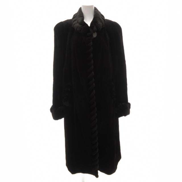 【中古】パルティーナ PARTINA  ファーコート 毛皮 シェアードミンク ロング F 黒 ブラック /AE ■GY05 レディース