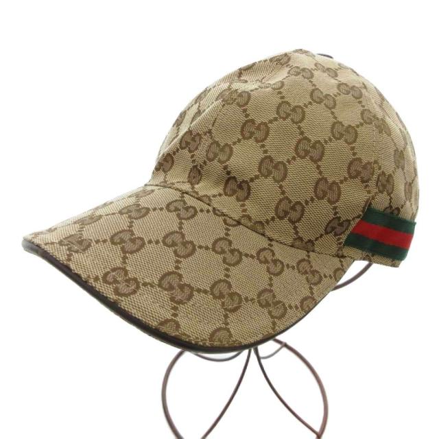 【中古】グッチ GUCCI ベースボールキャップ 帽子 GGキャンバス シェリーライン 総柄 S 57 茶 ブラウン /JS ■GY18