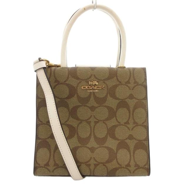 【中古】コーチ COACH 5693 シグネチャー ミニ キャリー クロスボディ ショルダーバッグ PVC ブラウン /JS ■GY18