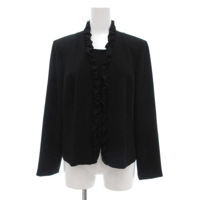 【中古】ソワールベニール SOIR BENIR 東京ソワール ブラック フォーマル ジャケット 礼服 9号 黒 フリル レディース