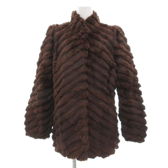 【中古】ファーコート 毛皮 シェアードミンク ショート丈 9 茶 ブラウン /UO ■GY18 レディース