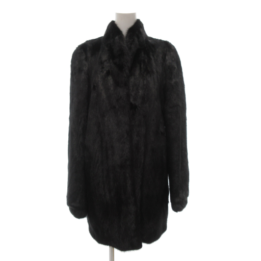 【中古】ノーブランド ファーコート 毛皮 ミンクファー 13 ミドル ハーフ丈 黒 ブラック /AE ■GY18 レディース
