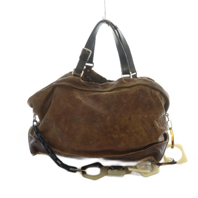 【中古】マルニ MARNI ハンドバッグ ショルダー 2WAY ミニボストン ロゴ レザー 茶 ブラウン ■GY18 /MQ