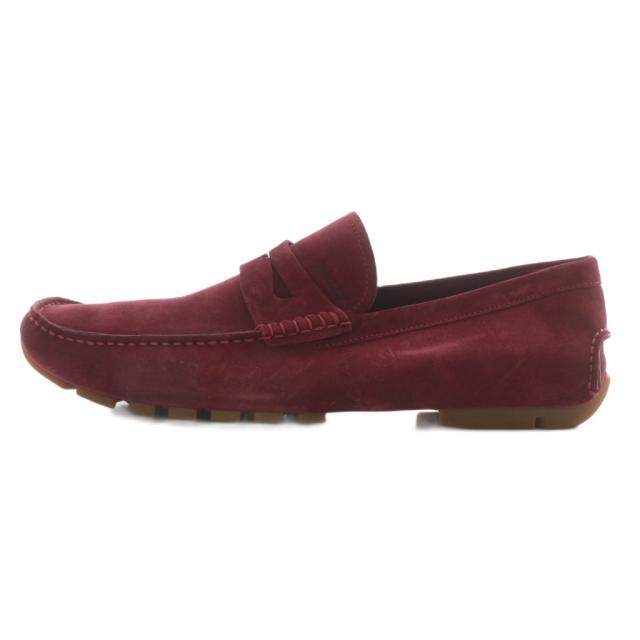 【中古】BALLY WALDOK ドライビングシューズ ローファー スリッポン スエード スクエアトゥ 7.5 25.5cm ワインレッド