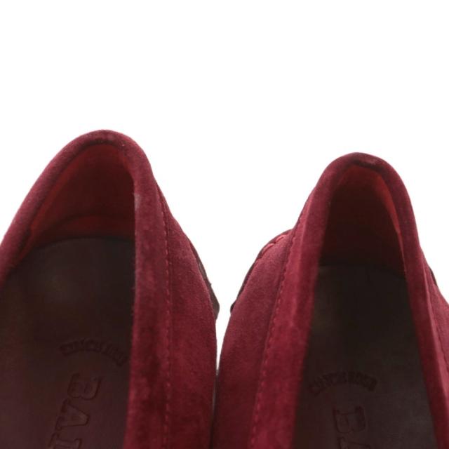 【中古】BALLY WALDOK ドライビングシューズ ローファー スリッポン スエード スクエアトゥ 7.5 25.5cm ワインレッド