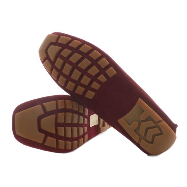 【中古】BALLY WALDOK ドライビングシューズ ローファー スリッポン スエード スクエアトゥ 7.5 25.5cm ワインレッド