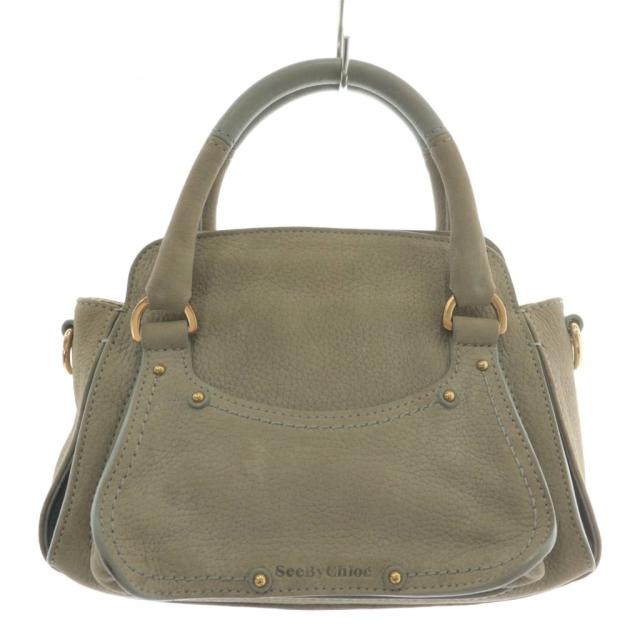 【中古】シーバイクロエ SEE BY CHLOE ハンドバッグ ショルダー 2WAY レザー ロゴ グレー /XZ ■GY11 レディース