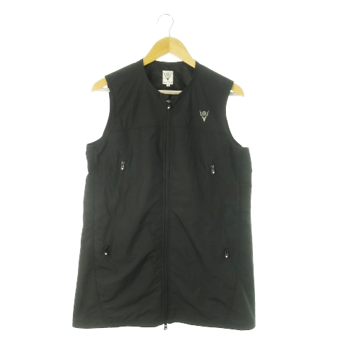 【中古】サウス2ウエスト8 South2 West8 S2W8 ベスト ダブルジップ ロング丈 ロゴ アウトドア S 黒 ブラック /AO1