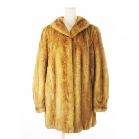 【中古】North Pole ファーコート ミンク 毛皮 ミドル丈 ライトブラウン /CK5 ■GY11 レディース