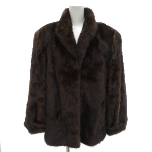 【中古】ノーブランド ファーコート F 毛皮 ミンクファー ミドル ハーフ丈 茶 ブラウン /AE ■GY18 レディース