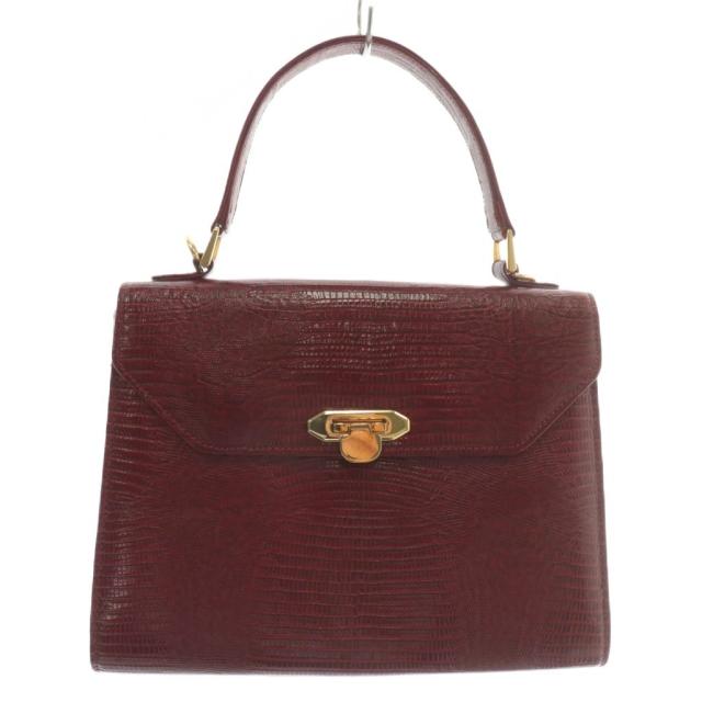【中古】ノーブランド ハンドバッグ ショルダー 2WAY リザード レザー ゴールド金具 赤 レッド /XZ ■GY11 レディース