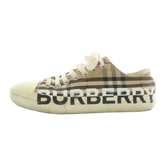 【中古】バーバリー BURBERRY スニーカー キャンバス ラバー ローカット ノバチェック ロゴ 総柄 40 26cm ベージュ