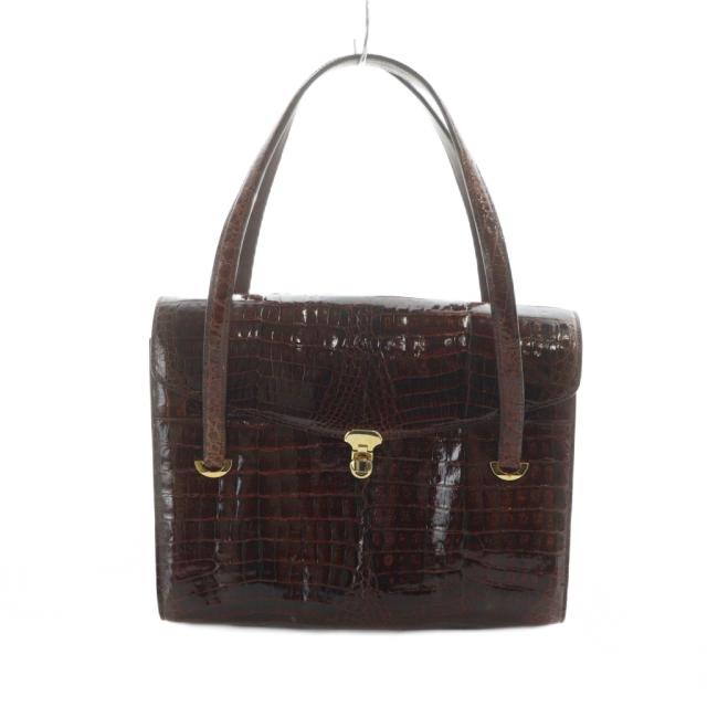 【中古】ジャンフランコロッティ GIANFRANCO LOTTI ハンドバッグ トート シャイニー クロコダイル レザー ワニ革 赤