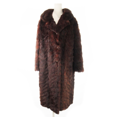 【中古】SPRUNG FRERES ファーコート ミンクファー ラビットファー 毛皮 ロング丈 茶 ブラウン /CK10 ■GY18
