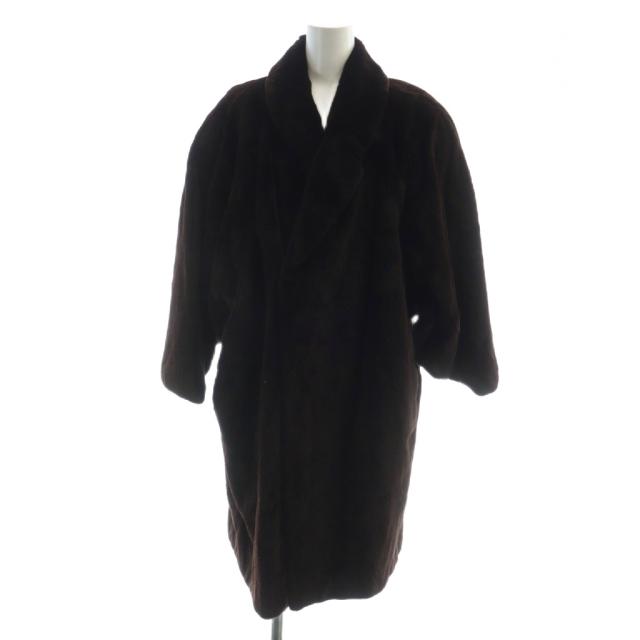 【中古】サガミンク SAGA MINK IDEA-SEI 銀サガ 毛皮コート ミンクファー 長袖 ロング F 茶 ブラウン ■GY18 /MQ