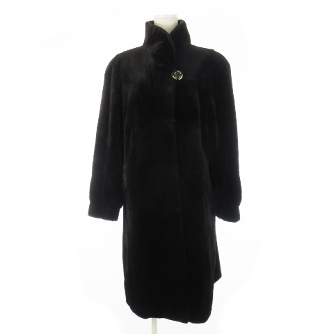 【中古】ヴィオレッタ VIOLETA ファーコート 毛皮 セーブル ロング丈 スタンドカラー F マルーン /CK7 ■GY18