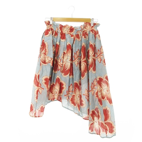 【中古】未使用品 ヴィヴィアンウエストウッドレッドレーベル RED LABEL スカート フレア ヘムライン 花柄 00 青