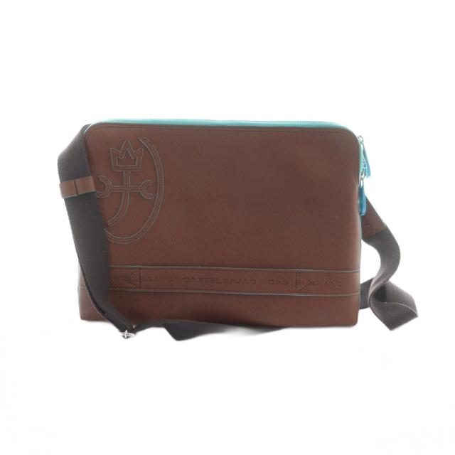 【中古】カステルバジャック CASTELBAJAC ショルダーバッグ 斜めがけ レザー ロゴ 茶 ブラウン ■GY18 /MQ メンズ