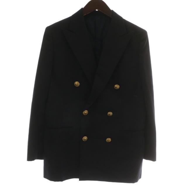 【中古】ラルフローレン RALPH LAUREN 紺ブレ ブレザー テーラードジャケット ウール ダブル 6B 総裏地 金ボタン 11