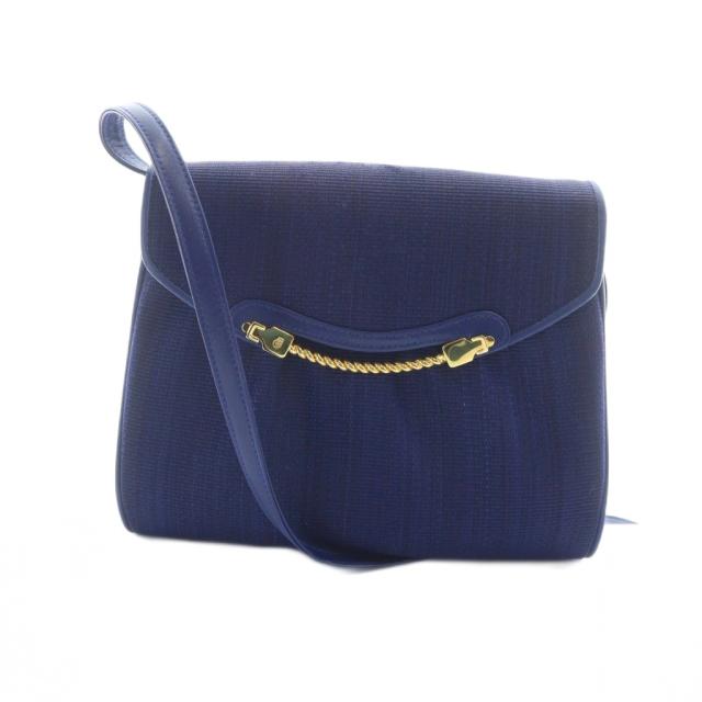 【中古】コンテス Comtesse ショルダーバッグ 斜めがけ ゴールド金具 ホースヘアー 青 ブルー ■GY18 /MQ