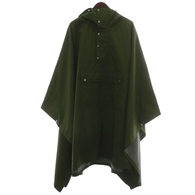 【中古】PUMA MAISON KITSUNE WATERPROOF PONCHO ポンチョ マント 防水 フード ロゴ プリント M カーキ 532314-94