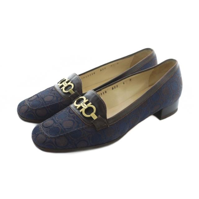 【中古】サルヴァトーレフェラガモ Salvatore Ferragamo パンプス ジャガード ガンチーニ 総柄 ロゴ スクエアトゥ