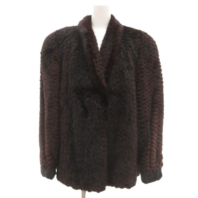 【中古】ファーコート ミンク 毛皮 ショート丈 ショールカラー 11 ダークブラウン /NU ■GY18 レディース