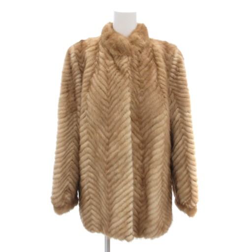 【中古】パロディー palody ファーコート 13 毛皮 ミンクファー ミドル ハーフ丈 ベージュ /AE ■GY18 レディース