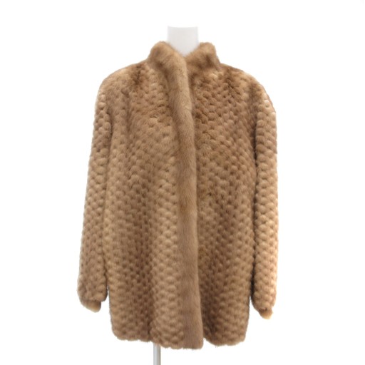 【中古】ノーブランド ファーコート 13 毛皮 ミンクファー ミドル ハーフ丈 茶 ブラウン /AE ■GY18 レディース