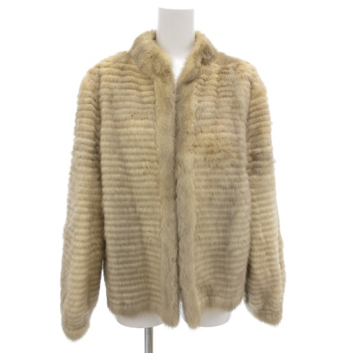 【中古】ノーブランド ファーコート 11 毛皮 ミンクファー ショート丈 ベージュ /AE ■GY18 レディース