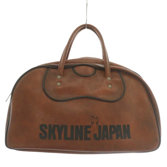 【中古】日産 スカイラインジャパン SKYLINE JAPAN ボストンバッグ ハンド レザー ロゴ 茶色 ブラウン