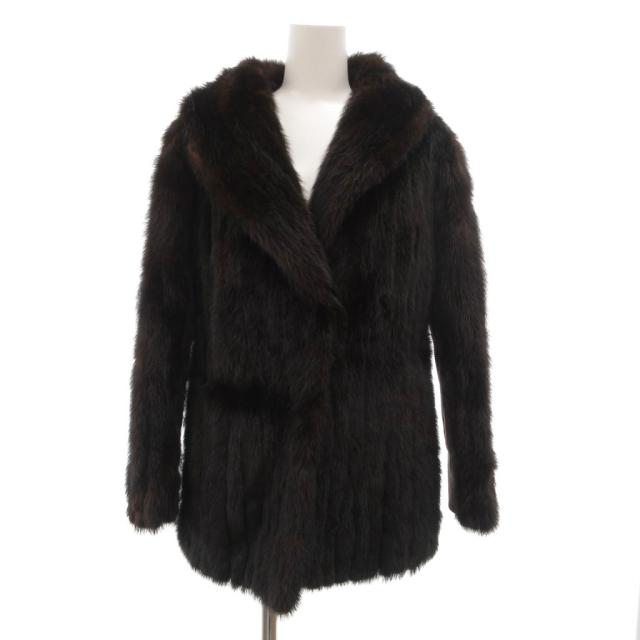 【中古】GROISMAN ミンクファーコート 毛皮 袖切替 ヌバック ミドル丈 茶 ブラウン /JS ■GY11 レディース