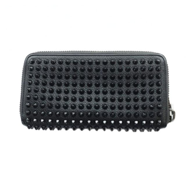 【中古】クリスチャンルブタン Christian louboutin 長財布 ウォレット ロゴ レザー スタッズ ラウンドファスナー