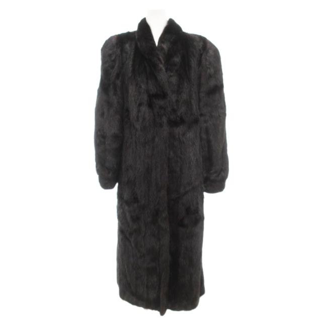 【中古】ベルビジョン belle vison 銀サガ ミンクファーコート 毛皮 ロング丈 11 黒 ブラック /JS ■GY18