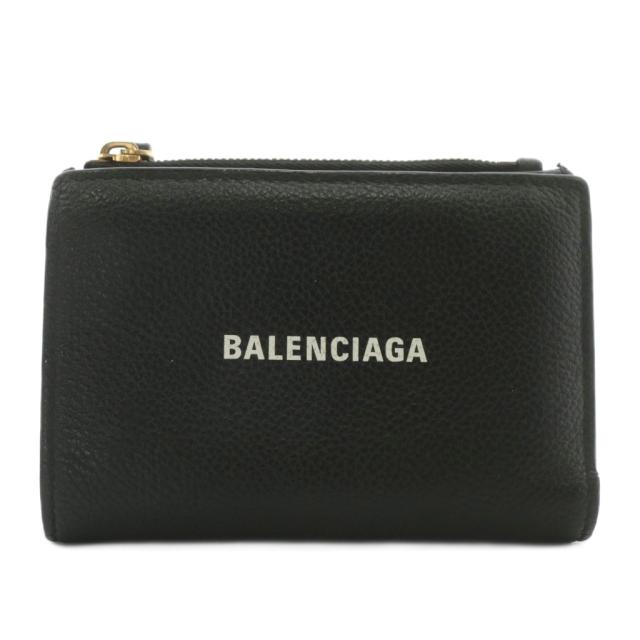 【中古】バレンシアガ BALENCIAGA 694166 財布 二つ折り レザー ロゴ 黒 ブラック /XZ ■OH ■GY11 レディース
