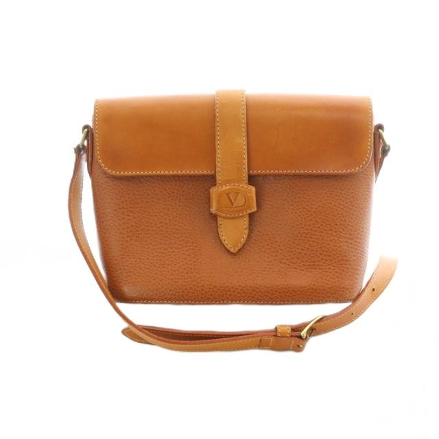 【中古】ヴァレンティノ ガラヴァーニ VALENTINO GARAVANI ショルダーバッグ 斜めがけ フラップ レザー 型押し ロゴ