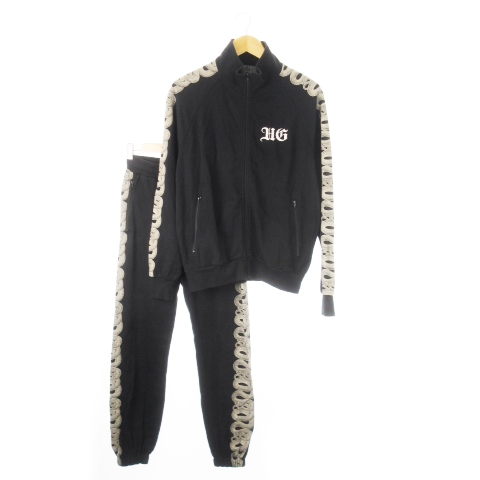 【中古】ヒステリックグラマー ジャージ セットアップ トラックジャケット ジョガーパンツ スネーク ロゴ 刺繍 M 黒