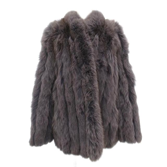 【中古】マリアベバリー Maria Beverly ファーコート 11 毛皮 フォックスファー ショート丈 グレー /AE ■GY18
