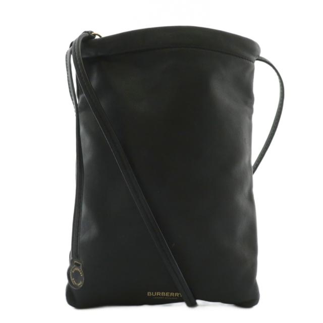 【中古】バーバリー ロンドン BURBERRY LONDON ENGLAND ショルダーバッグ ポシェット レザー ロゴ プリント 黒