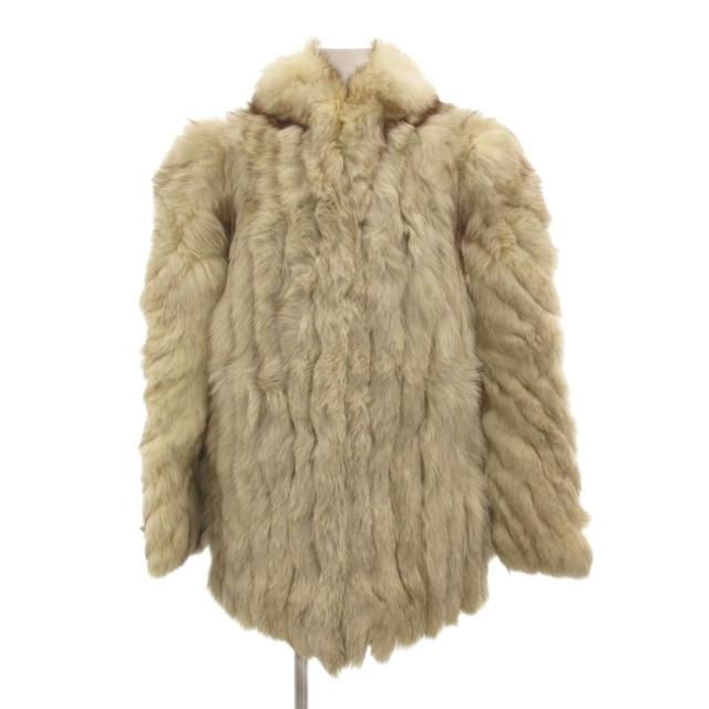 【中古】ノーブランド フォックスファーコート 毛皮 ミドル丈 ストライプ 白 ホワイト /JS ■GY11 レディース