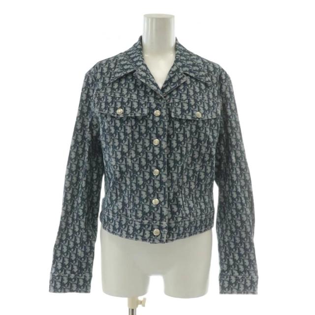 【中古】クリスチャンディオール トロッター デニム ジャケット Gジャン ジージャン オブリーク 38 M 紺 2P1202209