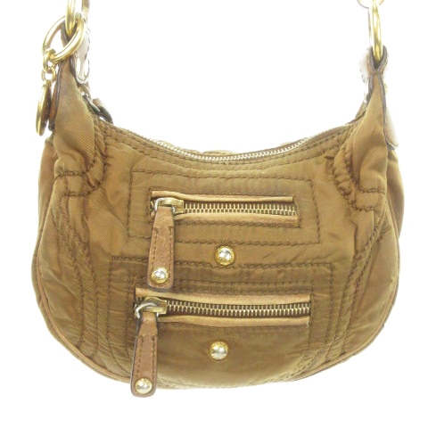 【中古】トッズ TOD'S ショルダーバッグ ナイロン レザー 革 ロゴチャーム 茶 ブラウン /AO11 ■GY11 レディース