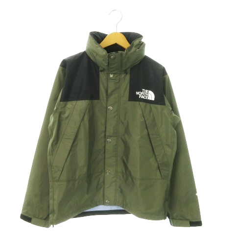 【中古】ザノースフェイス GORE-TEX マウンテンレインテックスジャケット フード収納 配色 ロゴ アウトドア M 緑