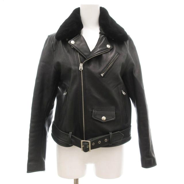 【中古】フリークスストア FREAKS STORE ライダースジャケット ダブル シープスキン ムートンファー 羊革 レザー M