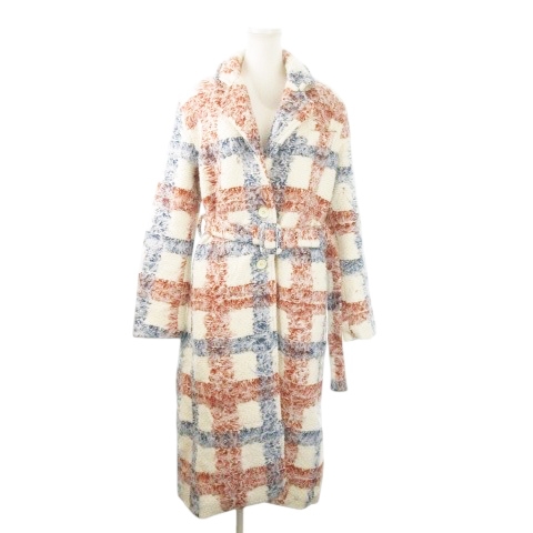 【中古】未使用品 リーバイス BRUSH PLAID OVERCOAT JADA PLAID NATURAL チェスターコート ベルト チェック S 白