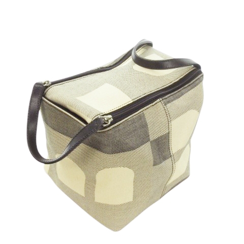 【中古】バリー BALLY ハンドバッグ ミニバッグ ボックス型 キャンバス 総柄 ロゴ ベージュ ■GY18 レディース