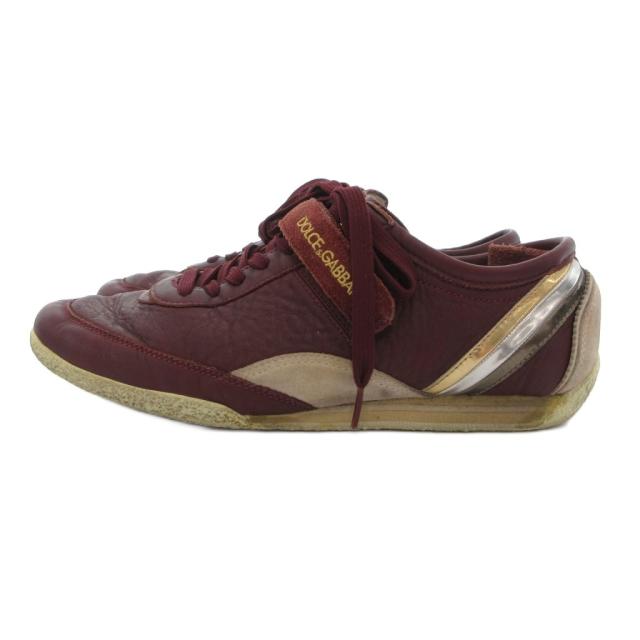【中古】ドルチェ&ガッバーナ ドルガバ DOLCE&GABBANA スニーカー シューズ レザー ロゴ ベルクロ スエード切替 7.5