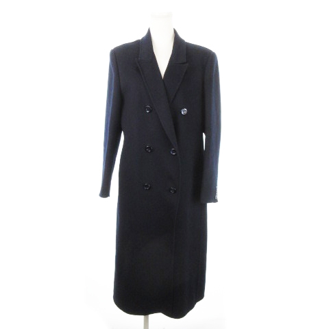 【中古】ロロピアーナ Loro Piana カシミヤ100% チェスター コート ダブル ロング 紺 ネイビー レディース