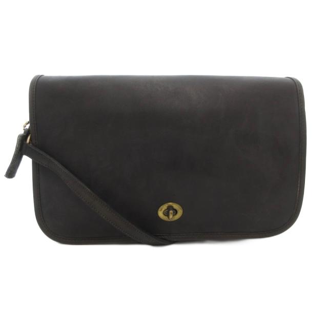 【中古】コーチ COACH オールド ショルダーバッグ フラップ クロスボディ 斜めがけ レザー 黒 ブラック 8842 /JS